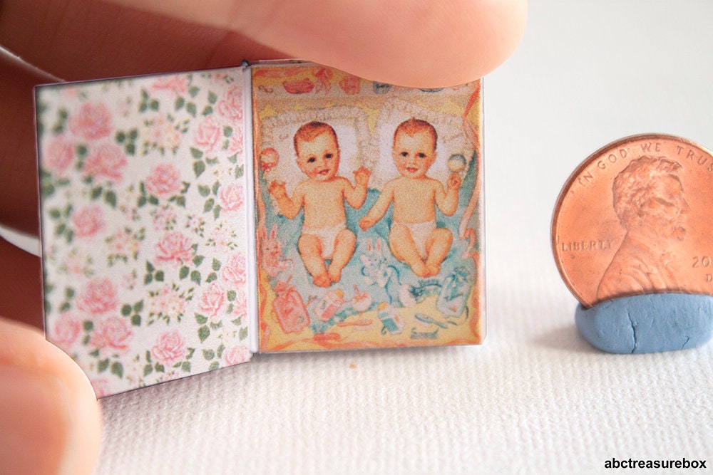 Twin Babies Paper Doll Book, 1:12 Scale Handmade Miniature, Baby ...