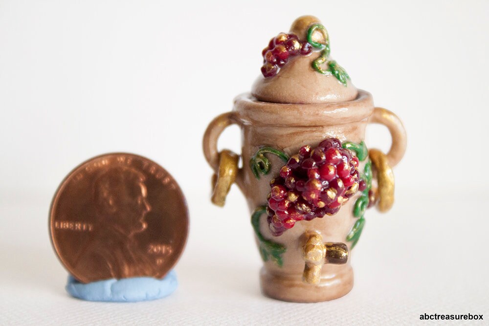 Miniature Italy Grape Wine Spigot Vase, Shelf & Wine Bottles, Tuscan ...