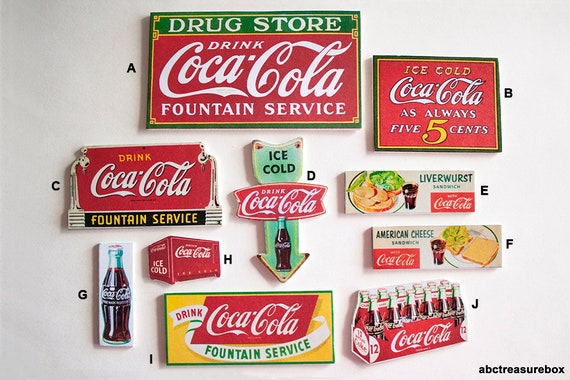 Set of 10 Miniature Coca Cola Wall Signs Vintage Inspired | Etsy