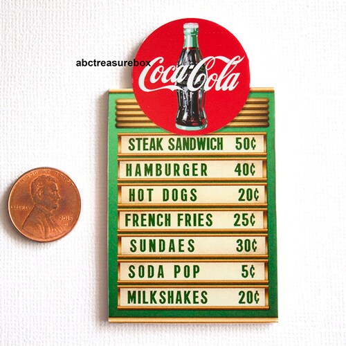 Miniature Diner Menu Board Wall Sign Retro Style 1:12 Scale - Etsy