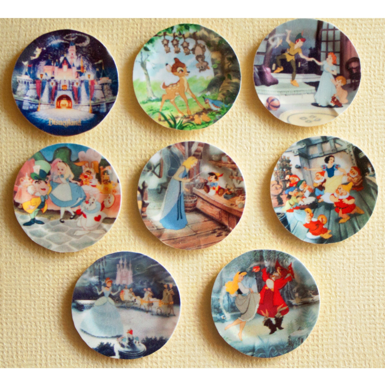 Miniature Disney Paper Plates 1:12 Scale - Alice, Bambi, Snow White ...