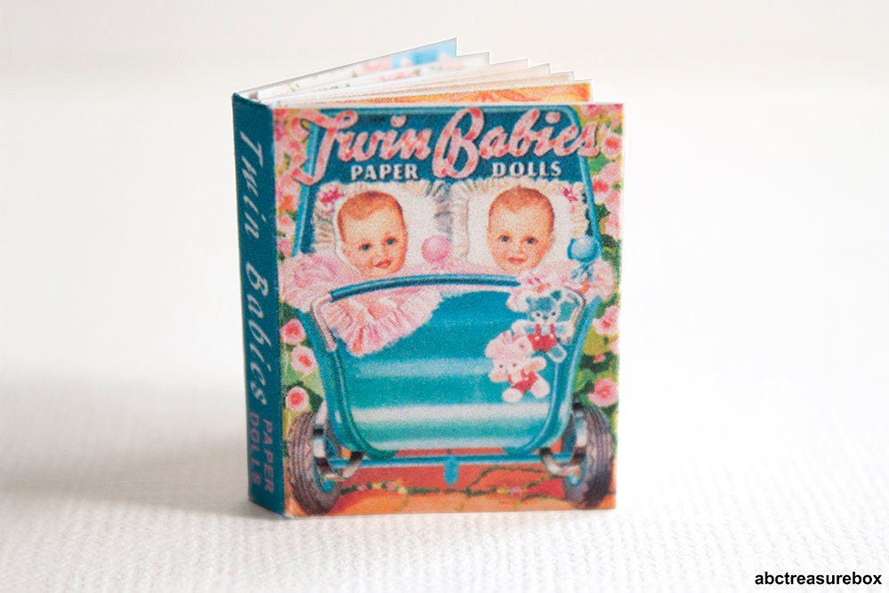 Twin Babies Paper Doll Book 1:12 Scale Handmade Miniature | Etsy