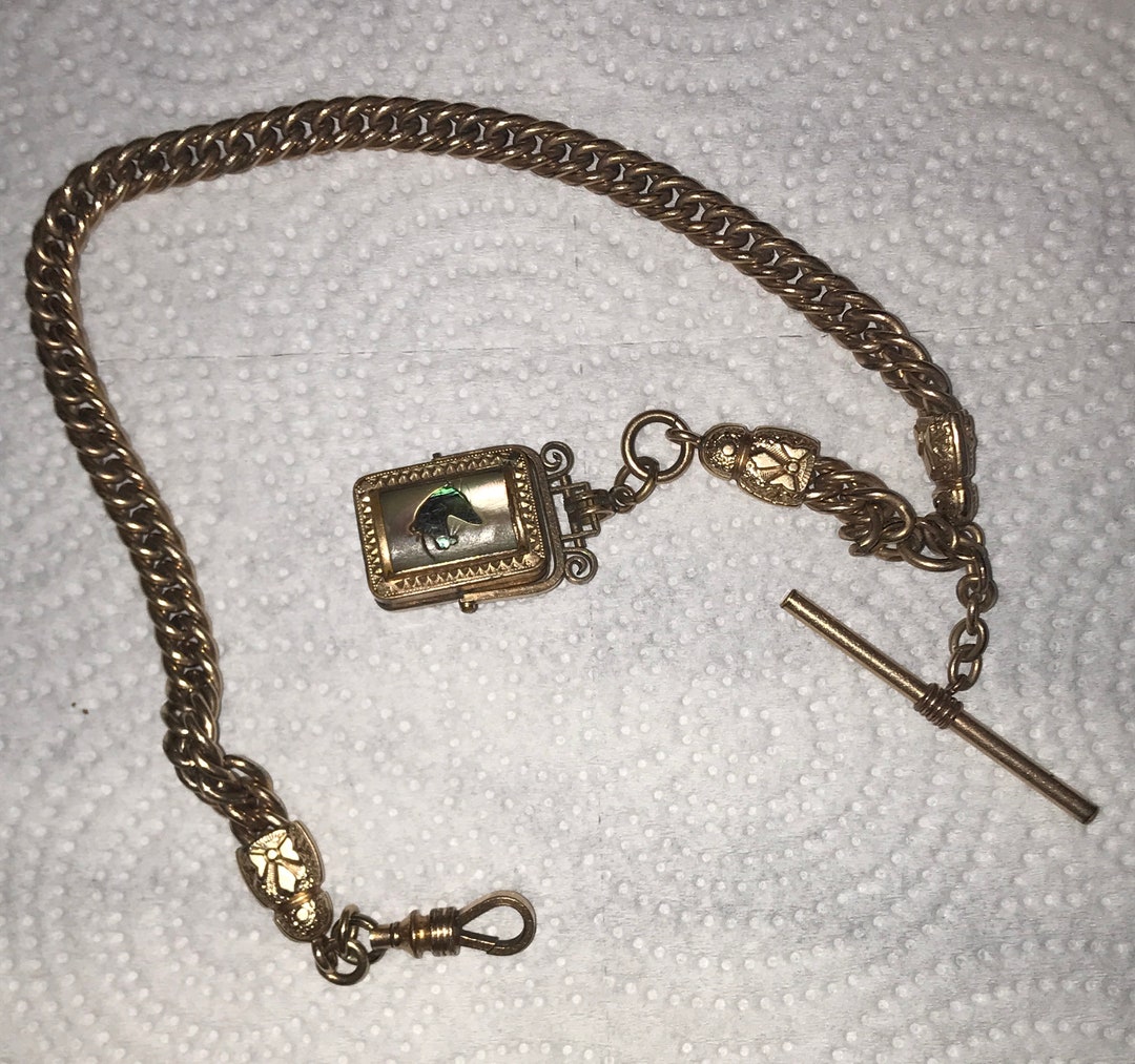 Victorian Gold Filled Watch Chain With Photo Locket - Etsy
