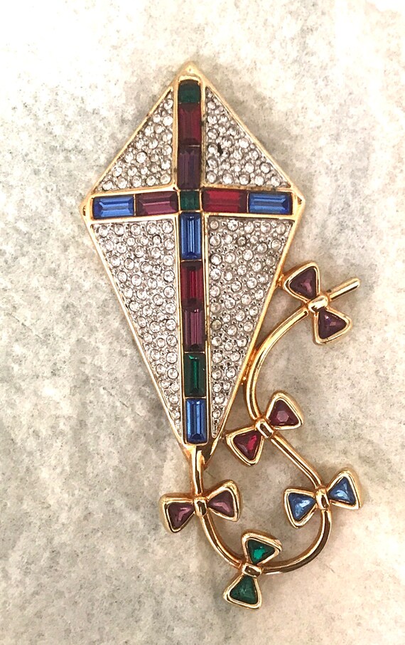 Vintage Kite Pin in Sterling Silver, 1960's - Gem