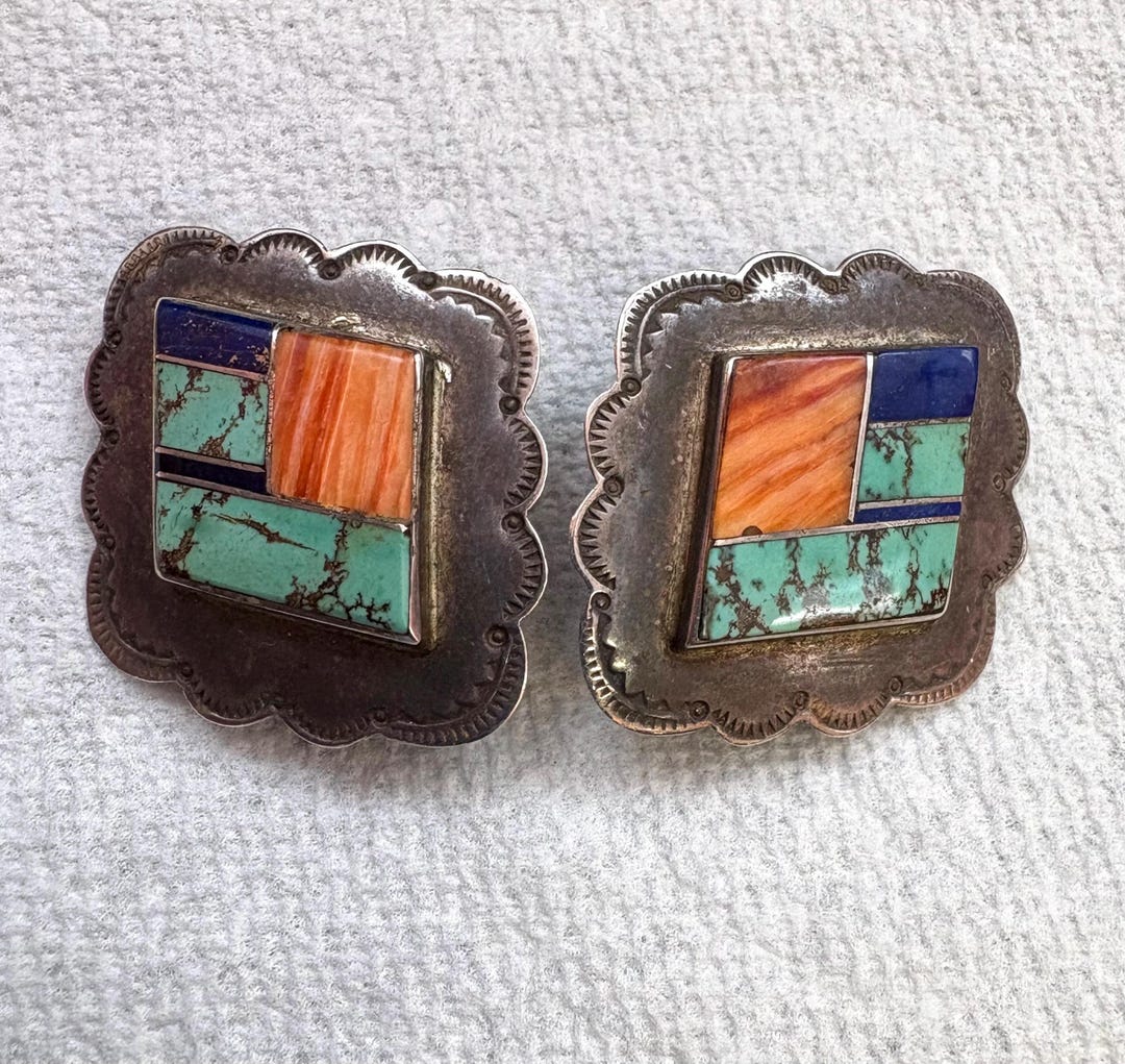 Native American Multi-stone Clip Earrings - Etsy