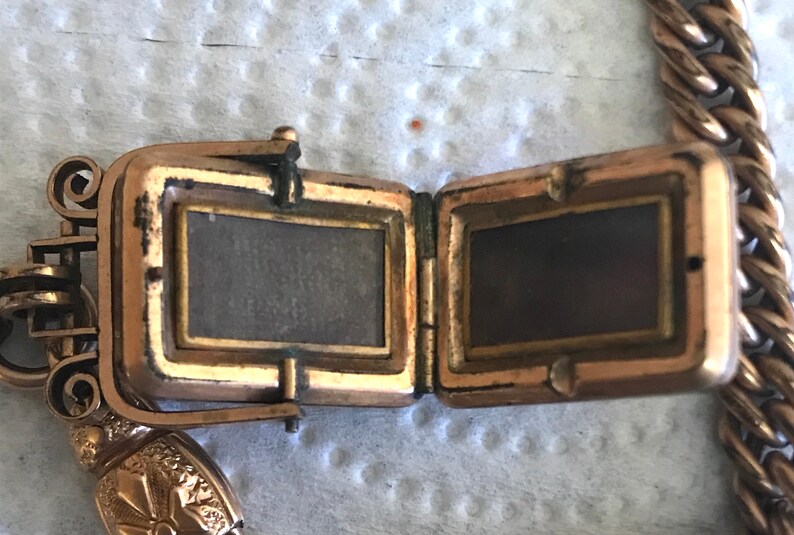 Victorian Gold Filled Watch Chain With Photo Locket - Etsy