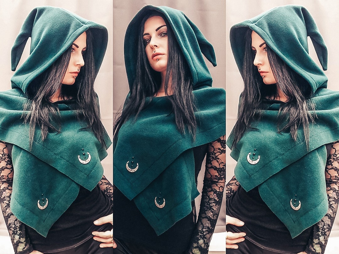 Strega Fashion/witch Hat/hooded Scarf/elven Hat/cowl/winter Goth/witchy ...