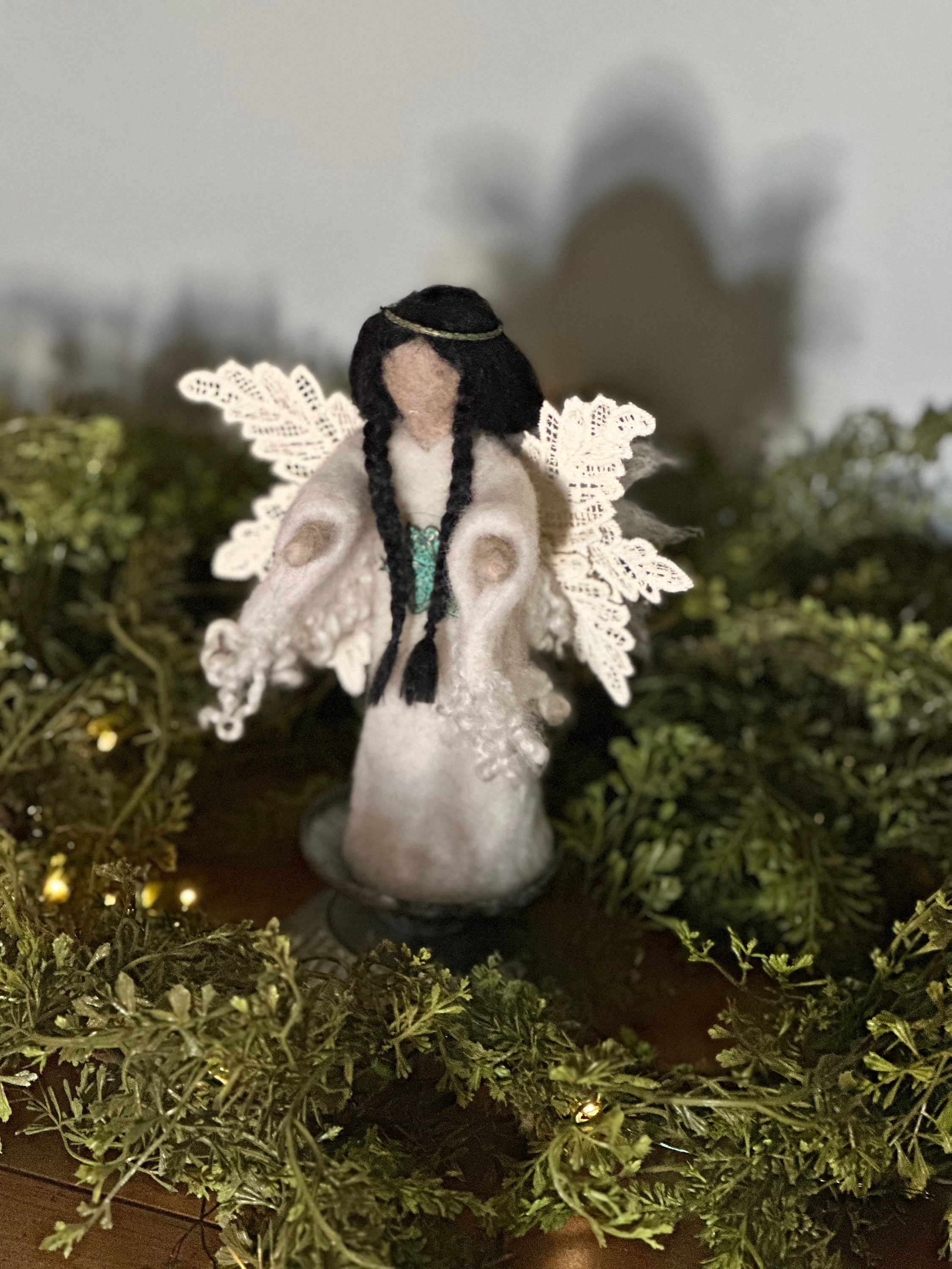 Needle Felted Tabletop Angel, Native American Style Angel, Angel With ...
