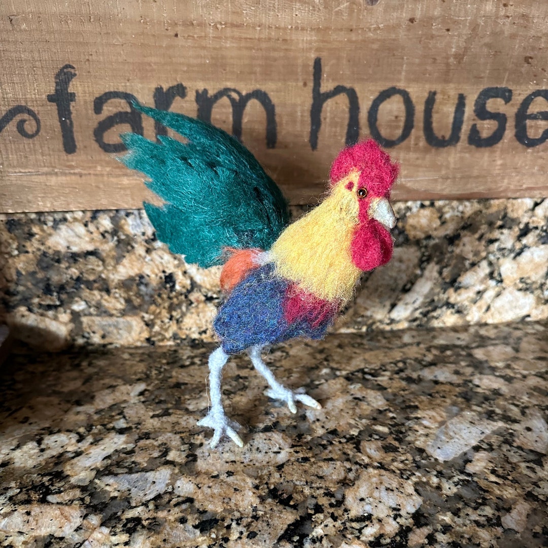 Needle Felted Rooster, Farmhouse Tier Tray, Country Rooster Decor ...