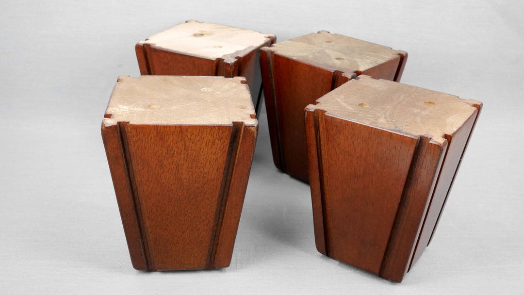 Set of 4 Wooden Square Shape Furniture / Sofa Legs Feet Couch Chair ...