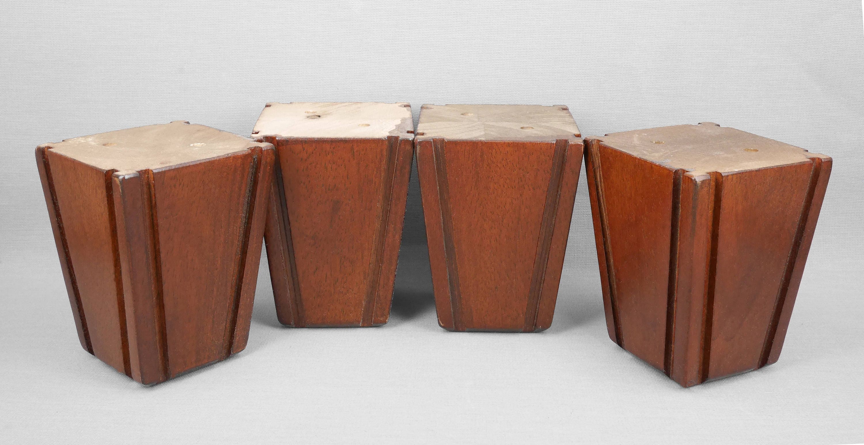 Set of 4 Wooden Square Shape Furniture / Sofa Legs Feet Couch Chair ...
