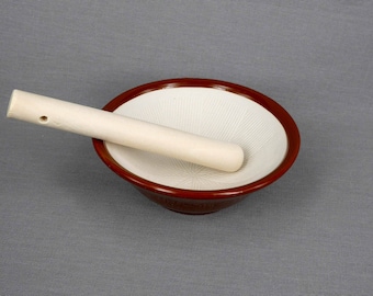 Ceramic Suribachi, Wheel Thrown Mortar and Wooden Pestle, Handmade ...