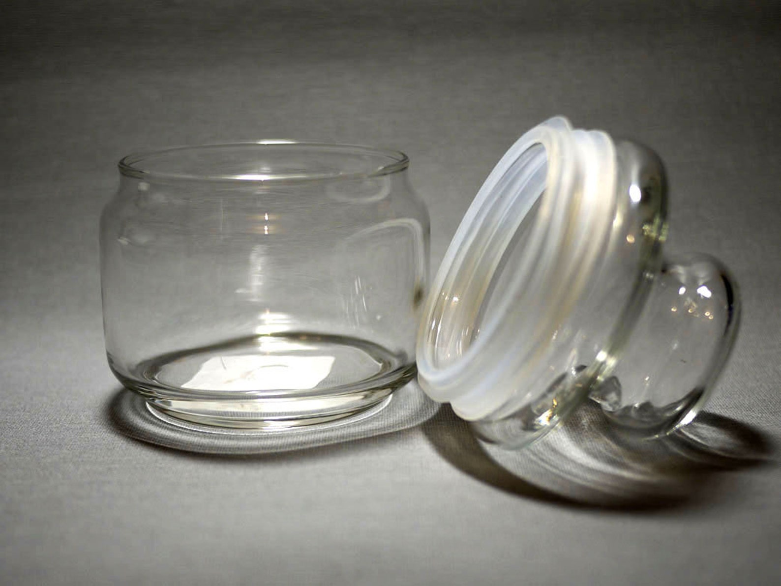 Vintage Circular Glass Jar With Rubber Airtight Stopper - Etsy