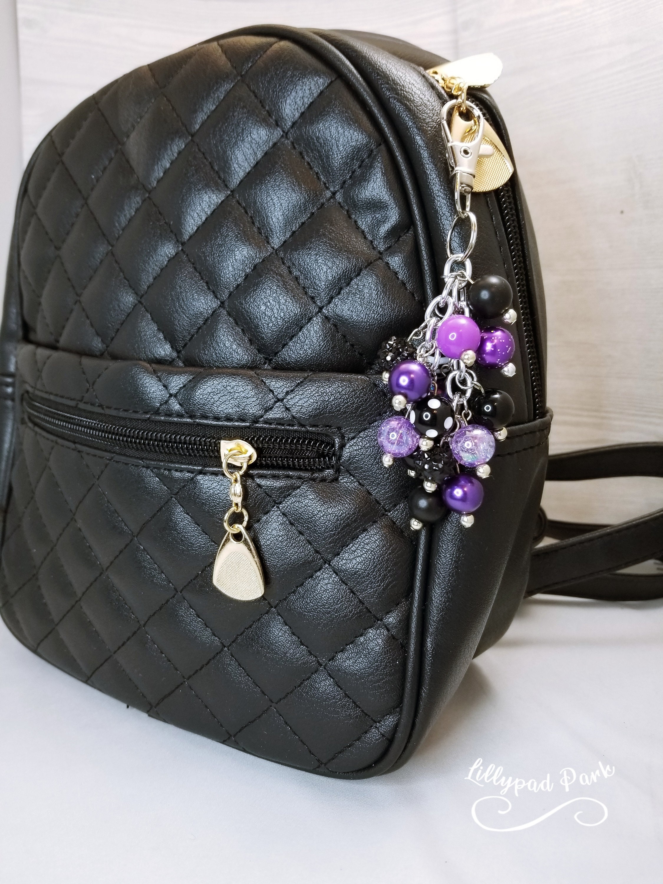 Purple and Black Purse Charm, Mini Purse Charm, Bag Charm, Purse ...