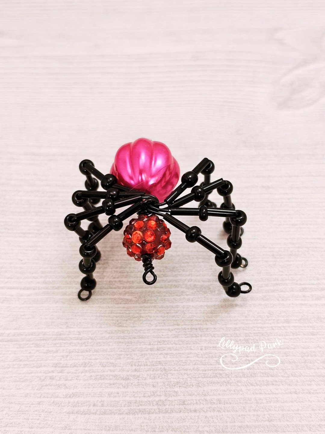 Red and Pink Beaded Heart Spider, Valentine's Day Spider, Beaded ...