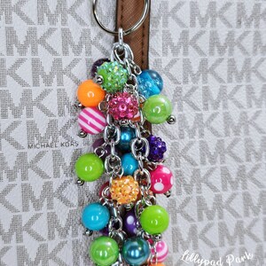 Purple Pink Green Blue Orange Keychain Purse Charm, Boho Hippy Rainbow ...
