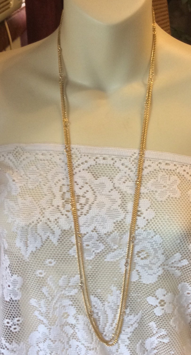 Vintage Gold Chain Bezel Set Crystal Cabochons Necklace Set. - Etsy