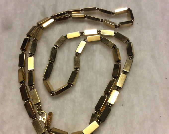 Vintage Monet Gold Metal Box Links Chain Necklace . - Etsy