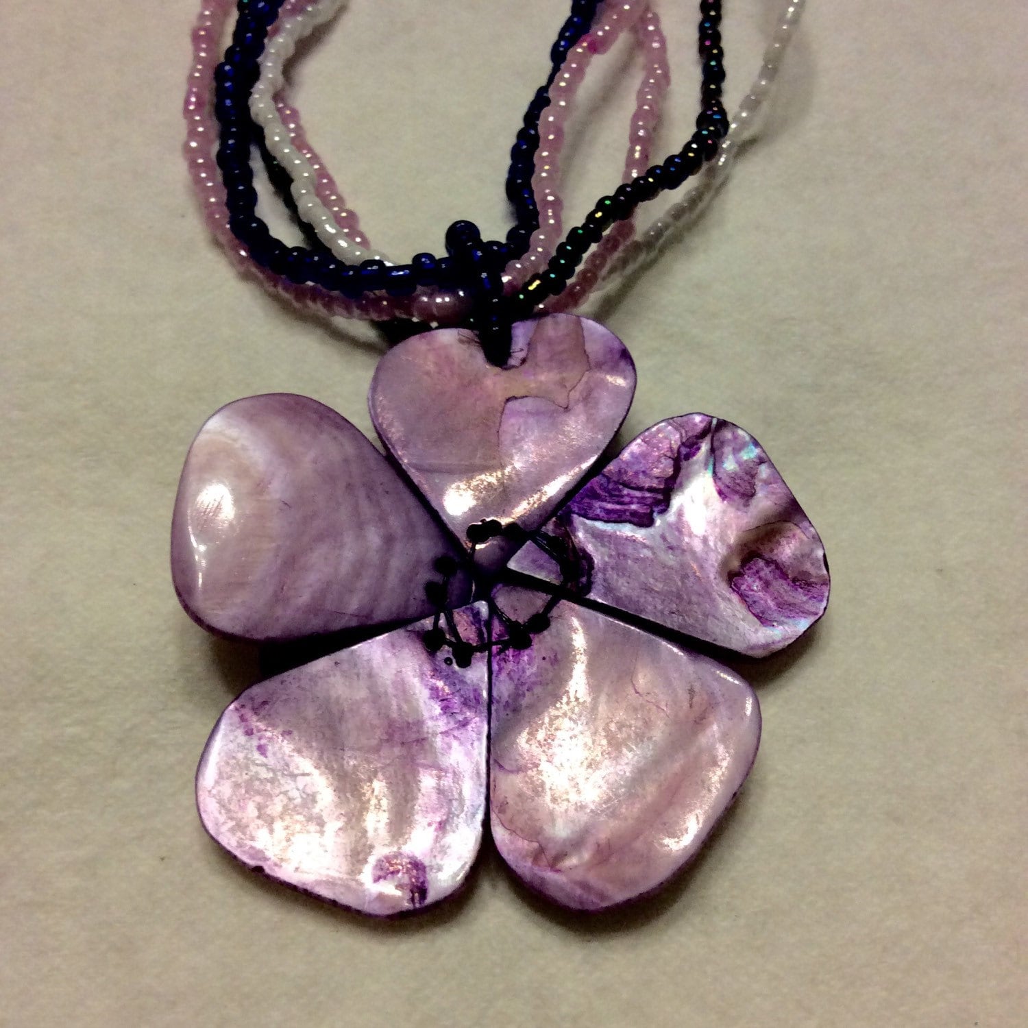 Lavender Shell Seashell Petals Multi Strand Microbeads Neck - Etsy