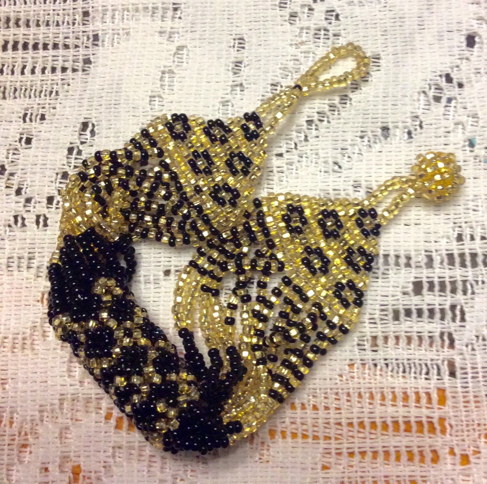 Vintage Handmade Micro Beads Black Gold Tiny Beads Bracelet - Etsy