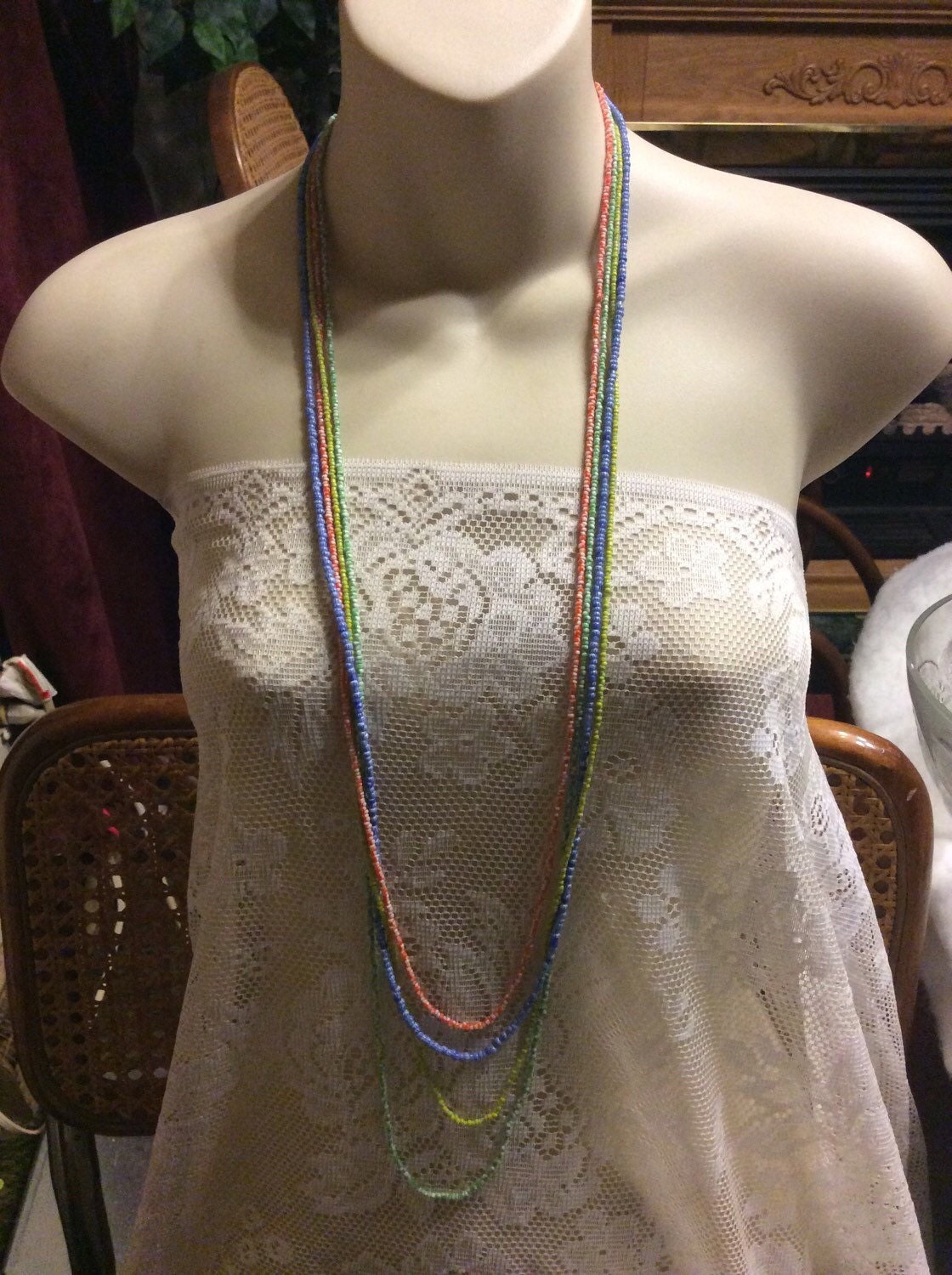 Multi Colored Micro Beads 4 Strand Necklace. - Etsy