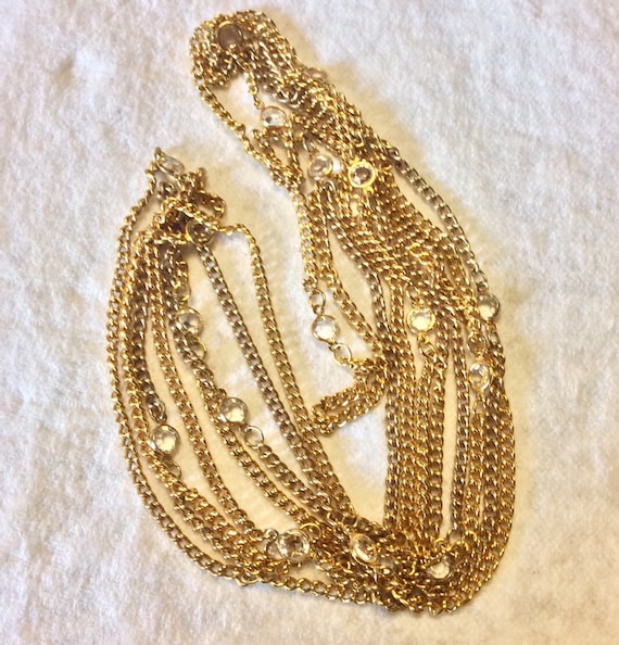 Vintage Gold Chain Bezel Set Crystal Cabochons Necklace Set. | Etsy