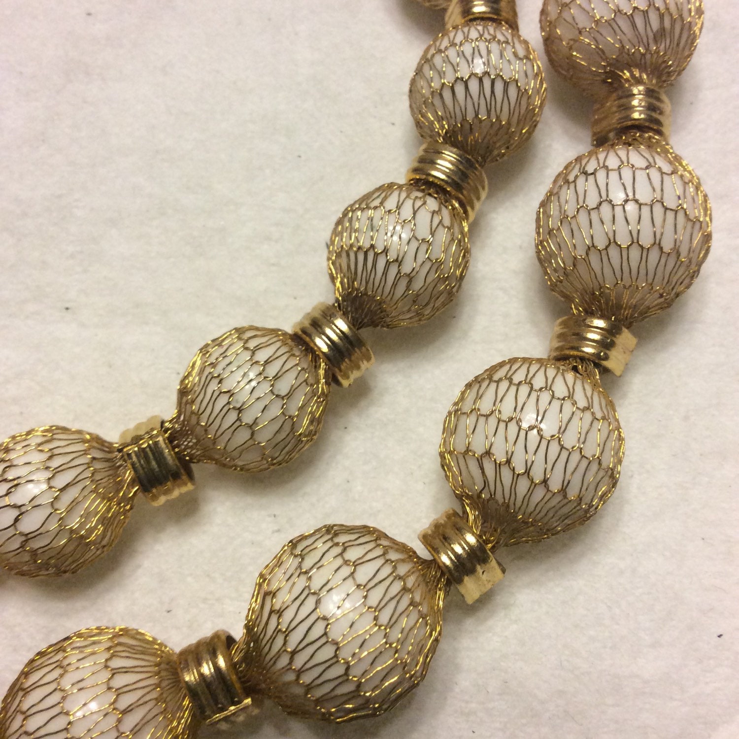 Vintage 1950's Gold Mesh Covered Beads Double Strand Necklace - Etsy