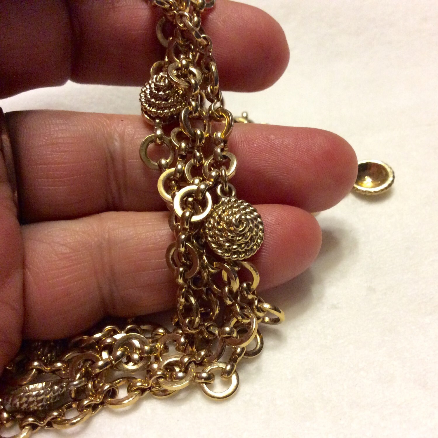 Vintage Gold Chain With Swirl Disc Charms Necklace. - Etsy