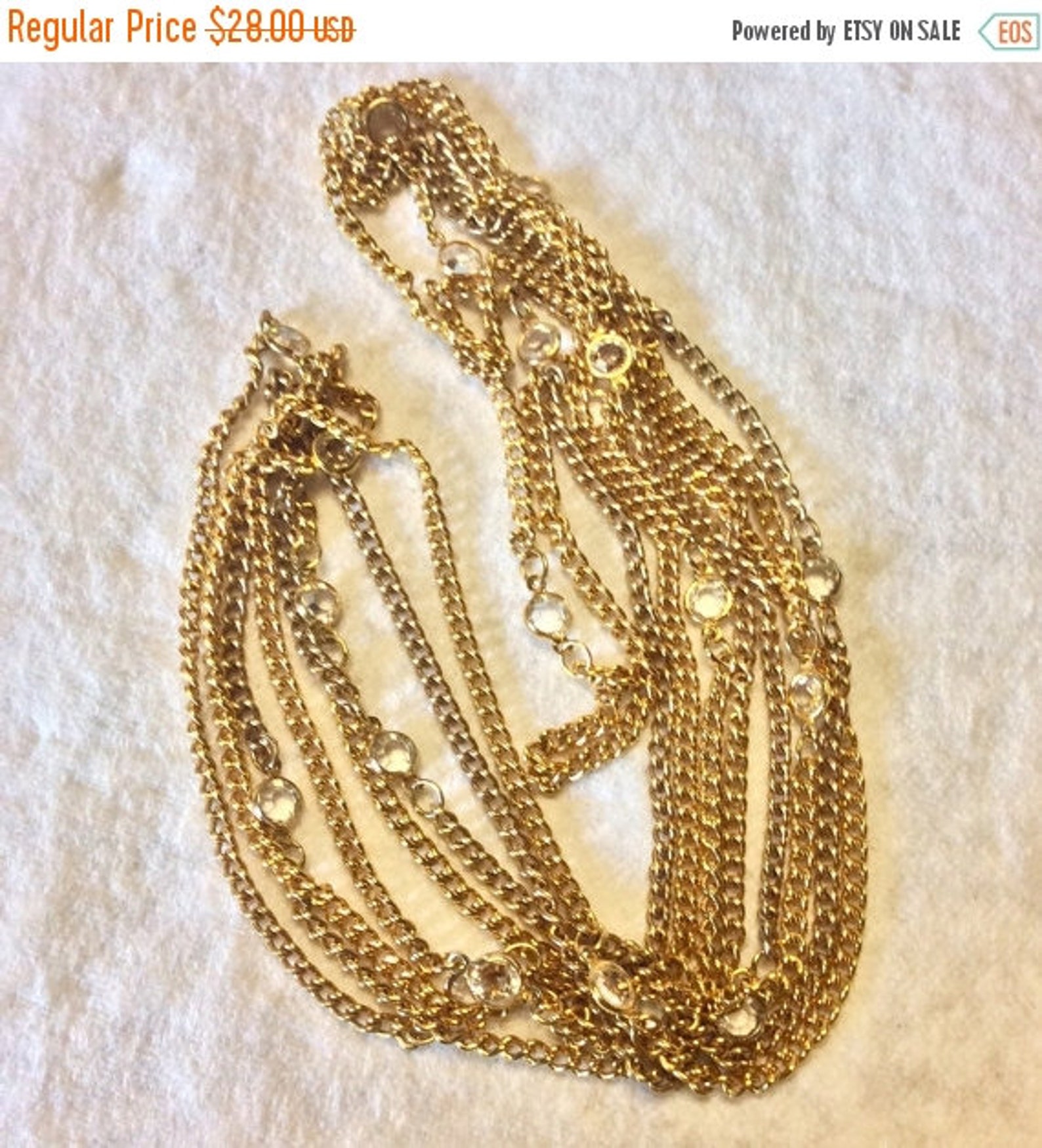 Vintage Gold Chain Bezel Set Crystal Cabochons Necklace Set. - Etsy