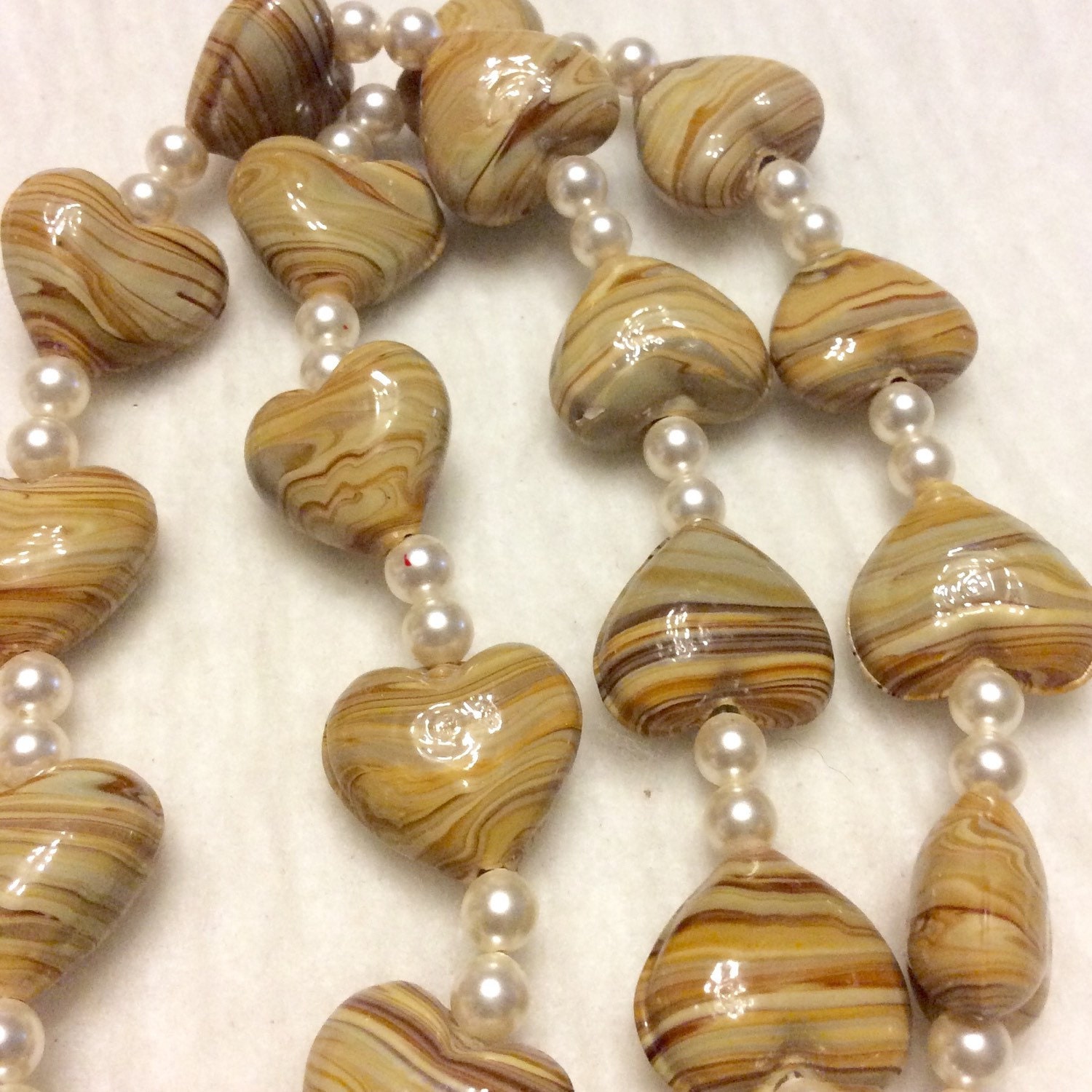 Vintage Banded Jasper Gemstone Hearts Aurora Borealis Cross Necklace ...