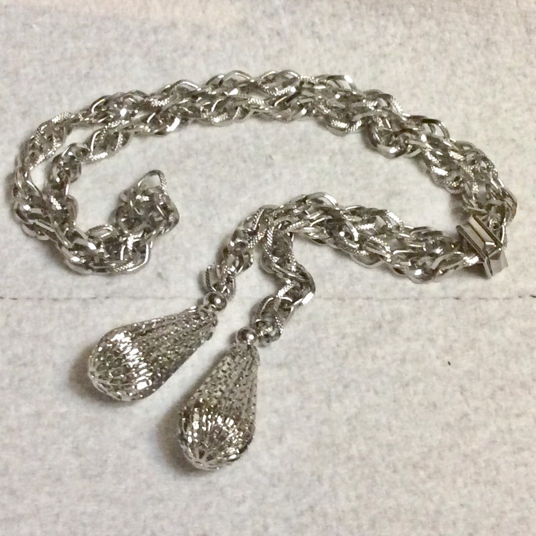 Vintage Long Silver Chain Slider Lariat Necklace - Etsy