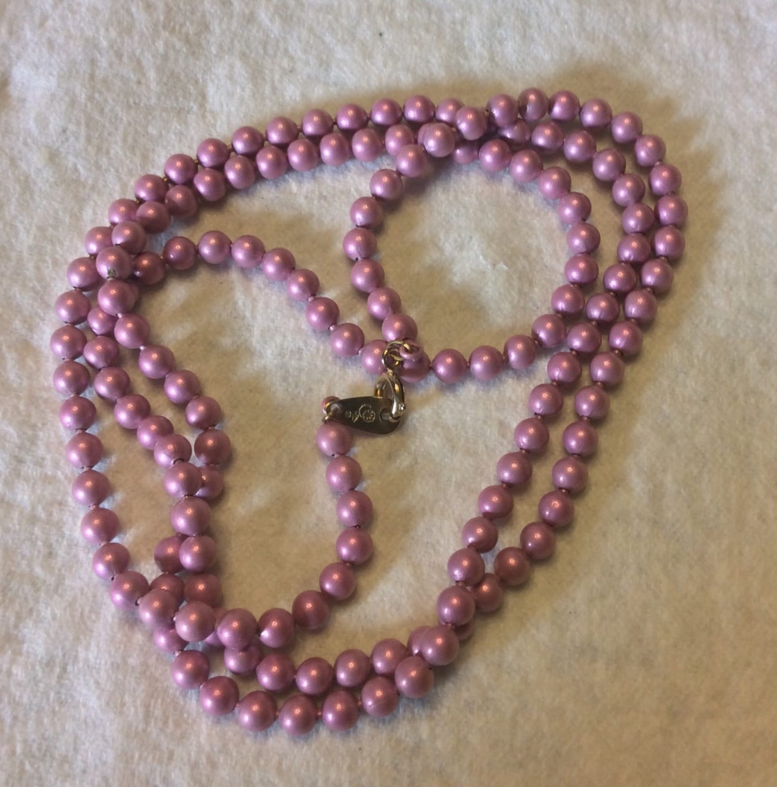 Metal Enameled Pink Beads Beaded Necklace. 1970's - Etsy