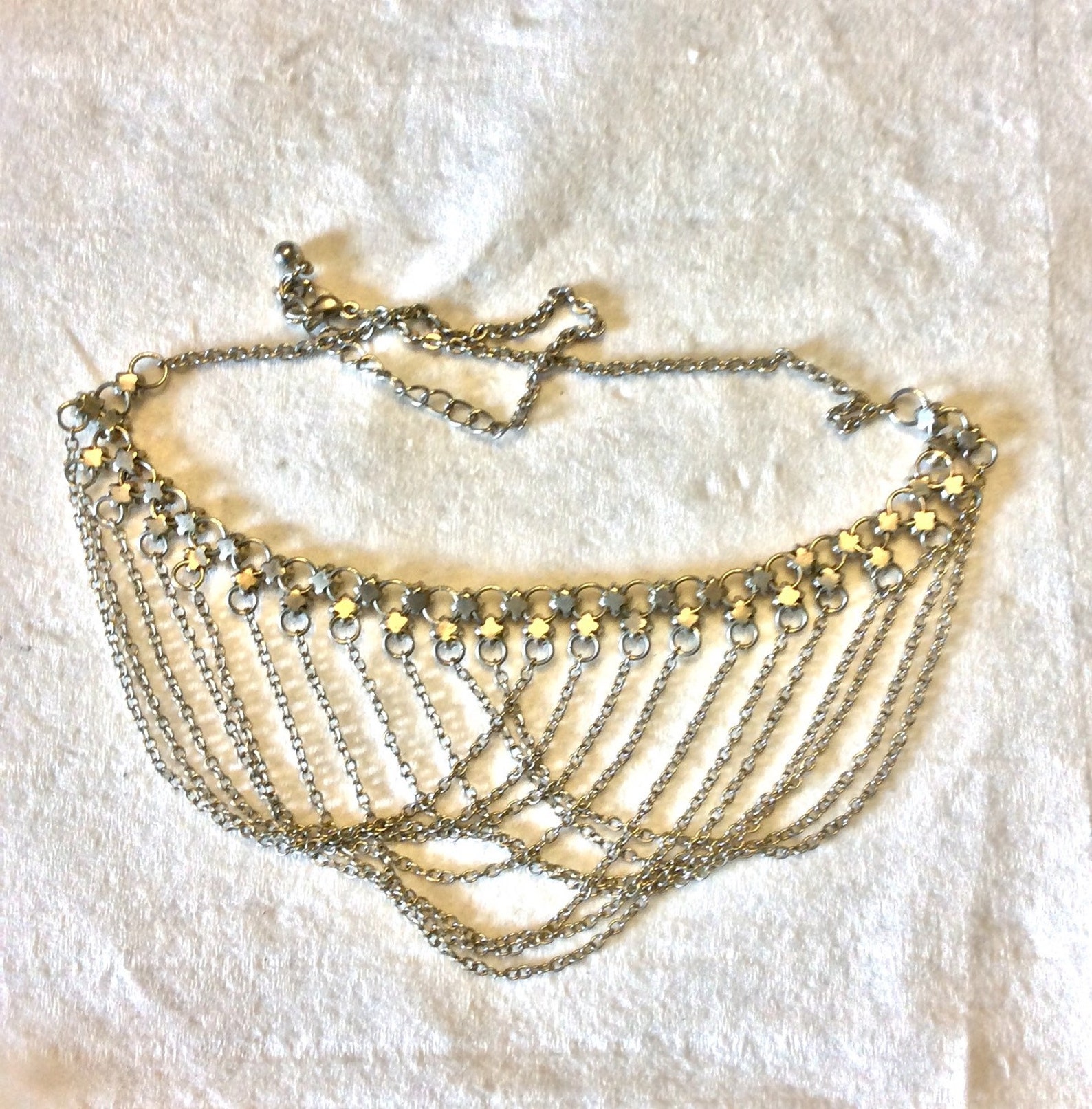 Vintage 1940's Chatelaine Chain Dangles Rhinestones Bib Necklace . - Etsy