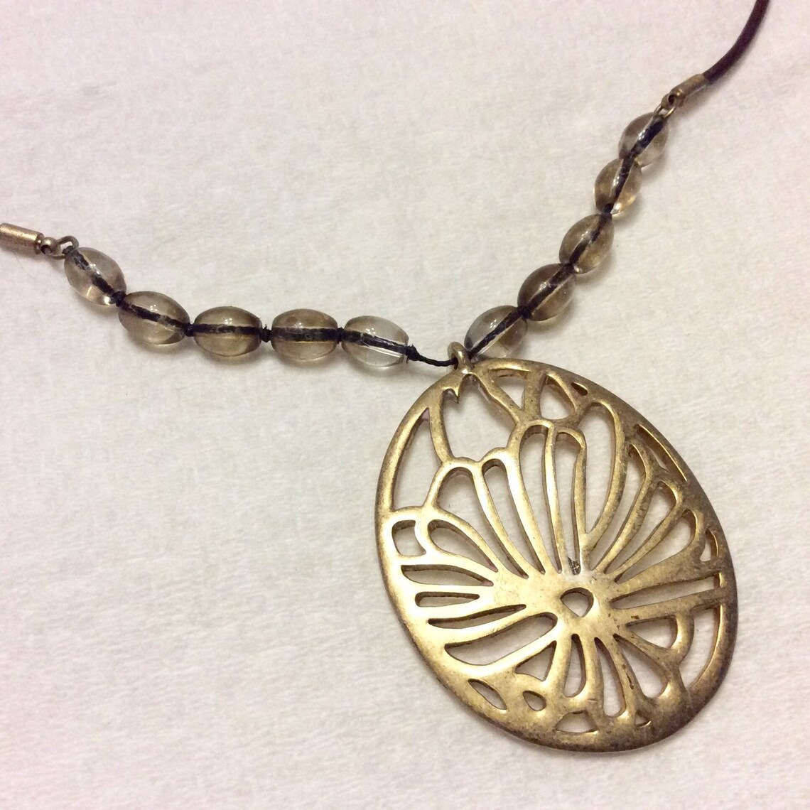 Vintage Designer Kenneth Cole Gold Metal Filigree Penant Glass Beads ...