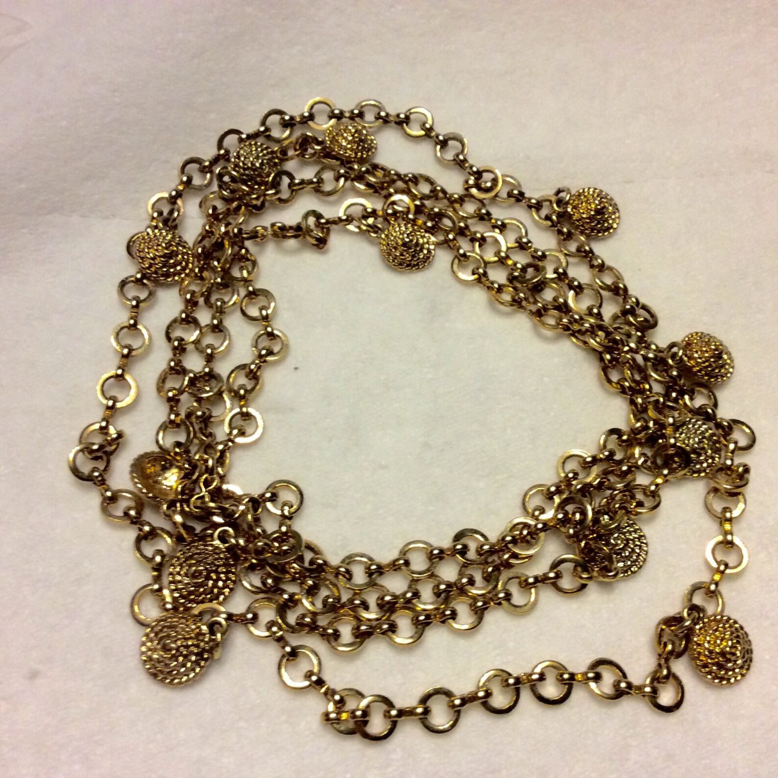 Vintage Gold Chain With Swirl Disc Charms Necklace. - Etsy