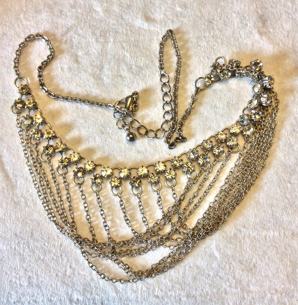 Vintage 1940's Chatelaine Chain Dangles Rhinestones Bib - Etsy