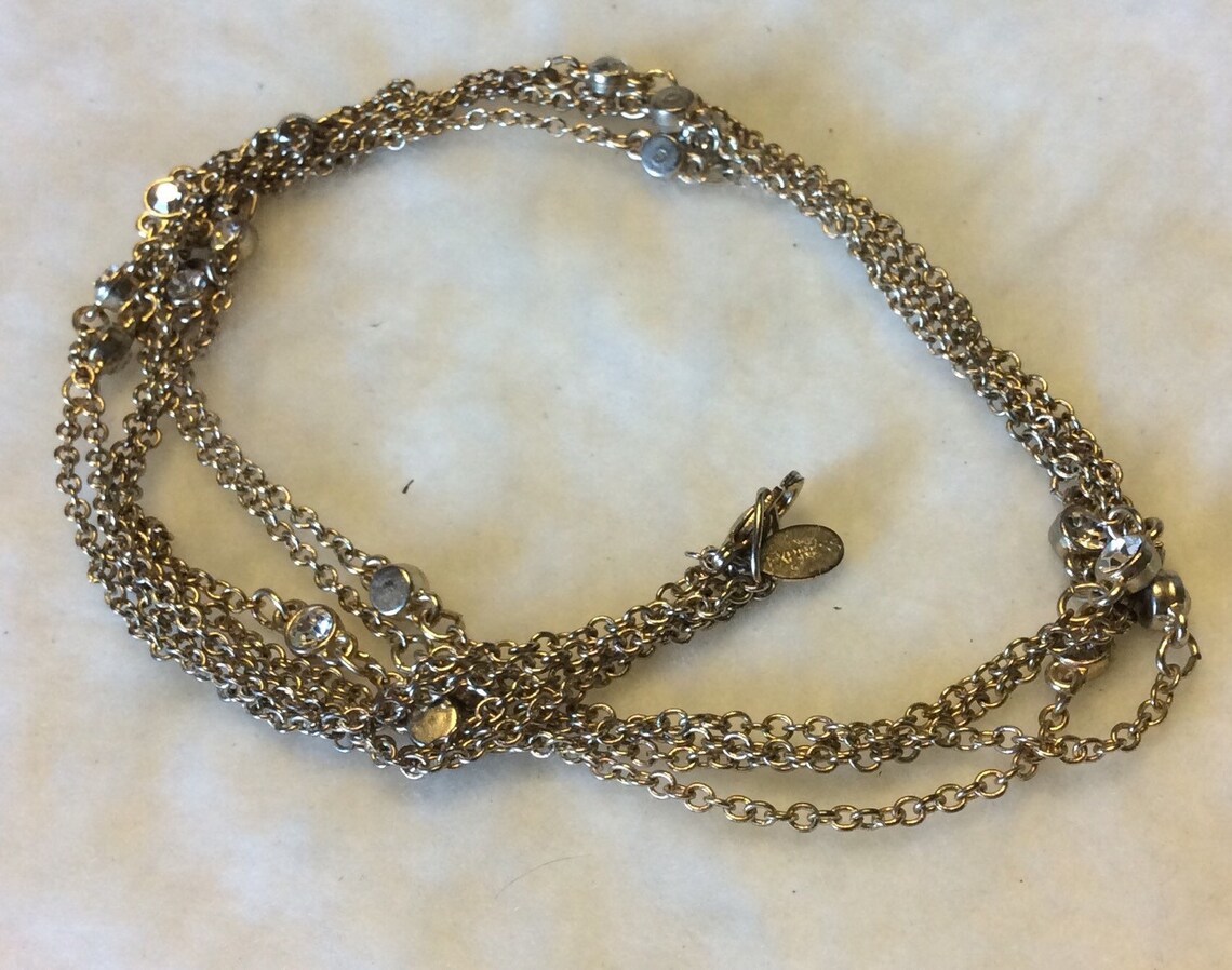 Vintage Signed Express Crystals Chains Double Strand Necklace - Etsy