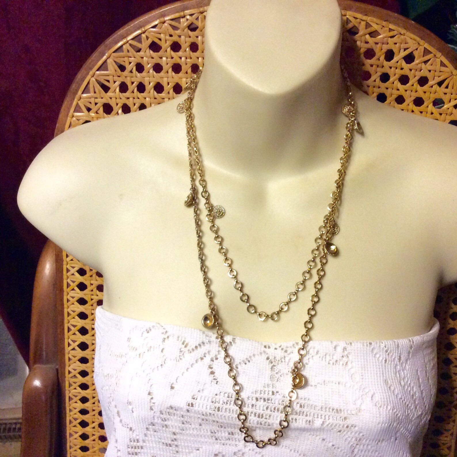 Vintage Gold Chain With Swirl Disc Charms Necklace. - Etsy