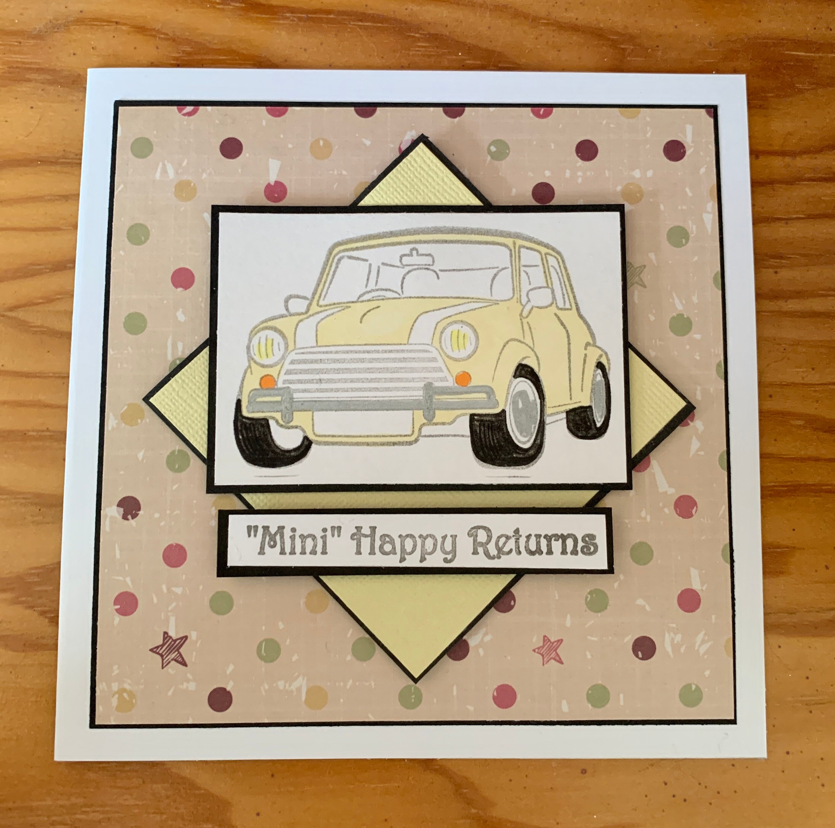 Classic Mini Cooper Birthday Card Polka Dots and Stars - Etsy