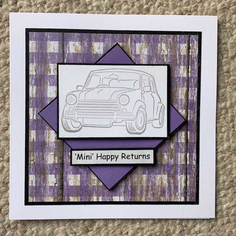 Classic Mini Cooper Birthday Card Purple - Etsy