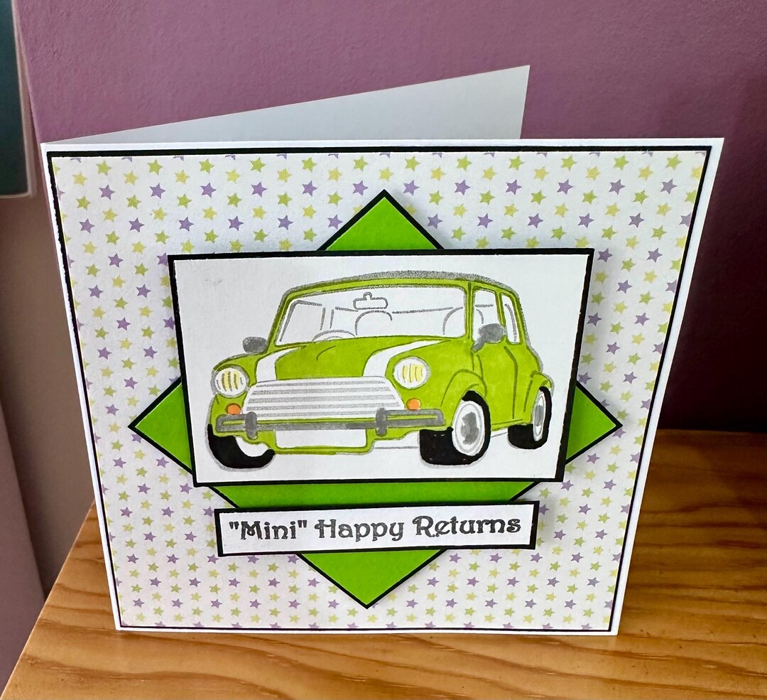 Classic Mini Cooper Birthday Card | Green Stars - Etsy