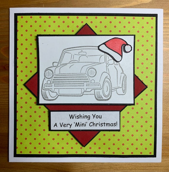 Classic Mini Cooper Christmas Card Green Polka Dot - Etsy