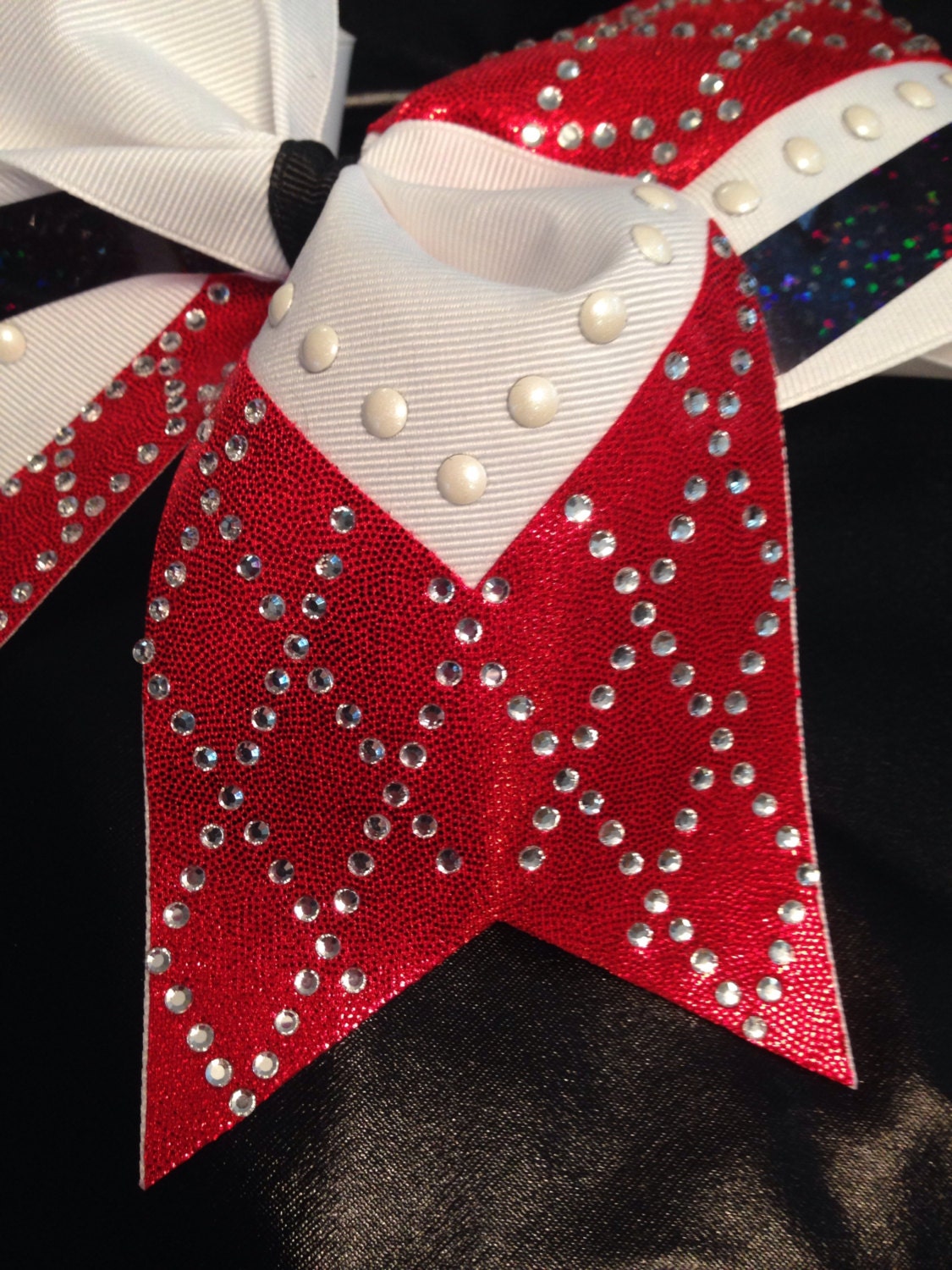 Unique Rhinestone cheer bow abstract choose color green red | Etsy