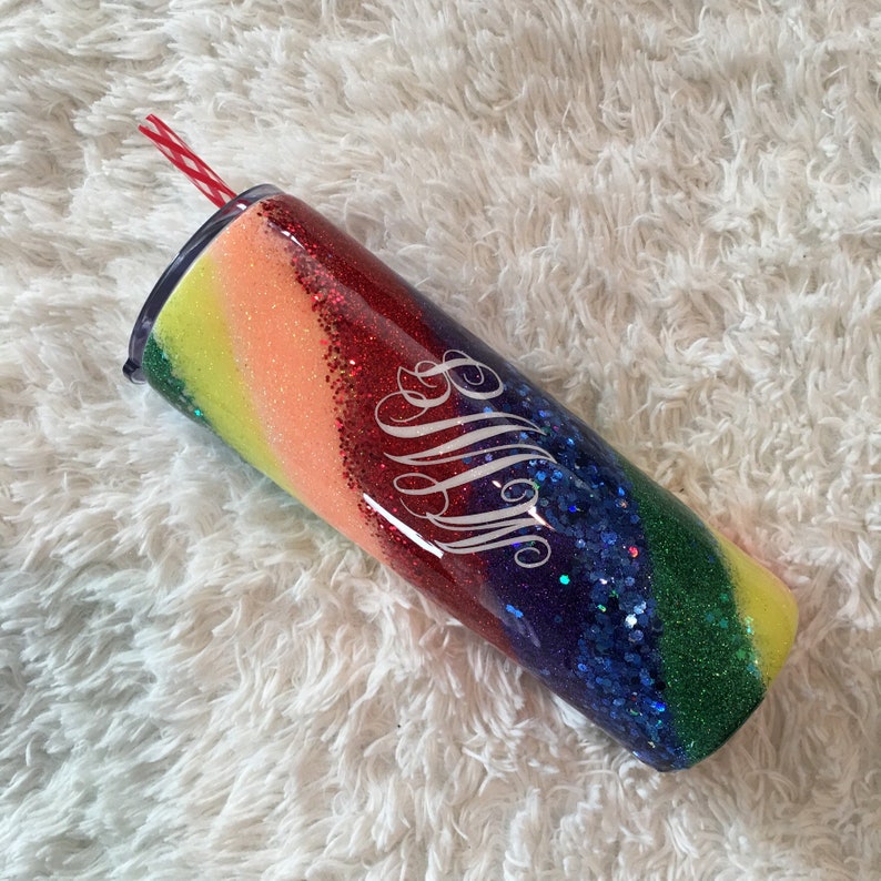 Swirl rainbow Pride Glitter tumbler personalized tumbler | Etsy