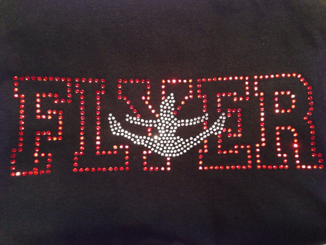 Rhinestone Cheer FLYER Shirt Green Red Blue Gold Black Purple - Etsy