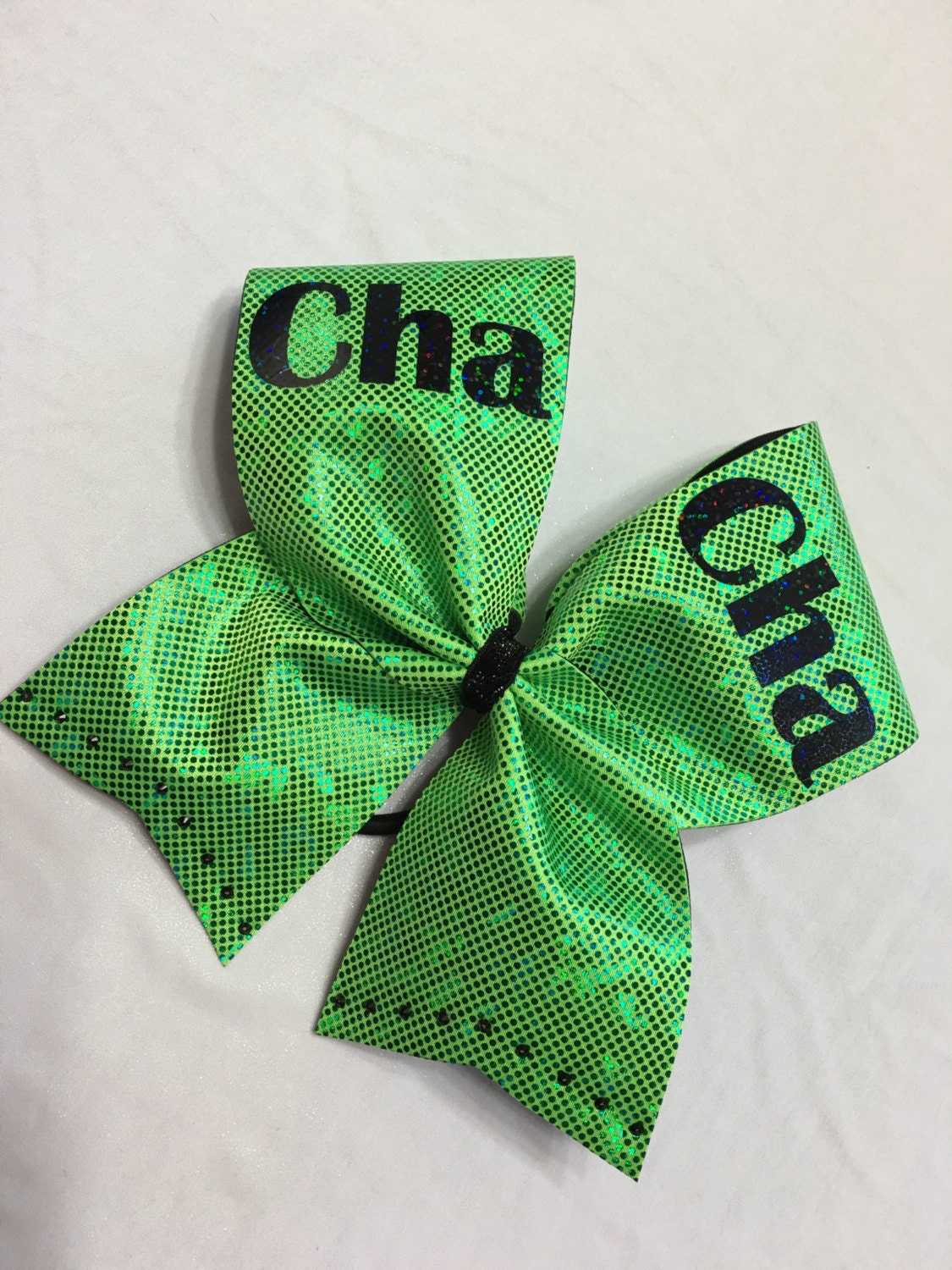 Rhinestone Name cheer bow choose colors green red blue gold | Etsy