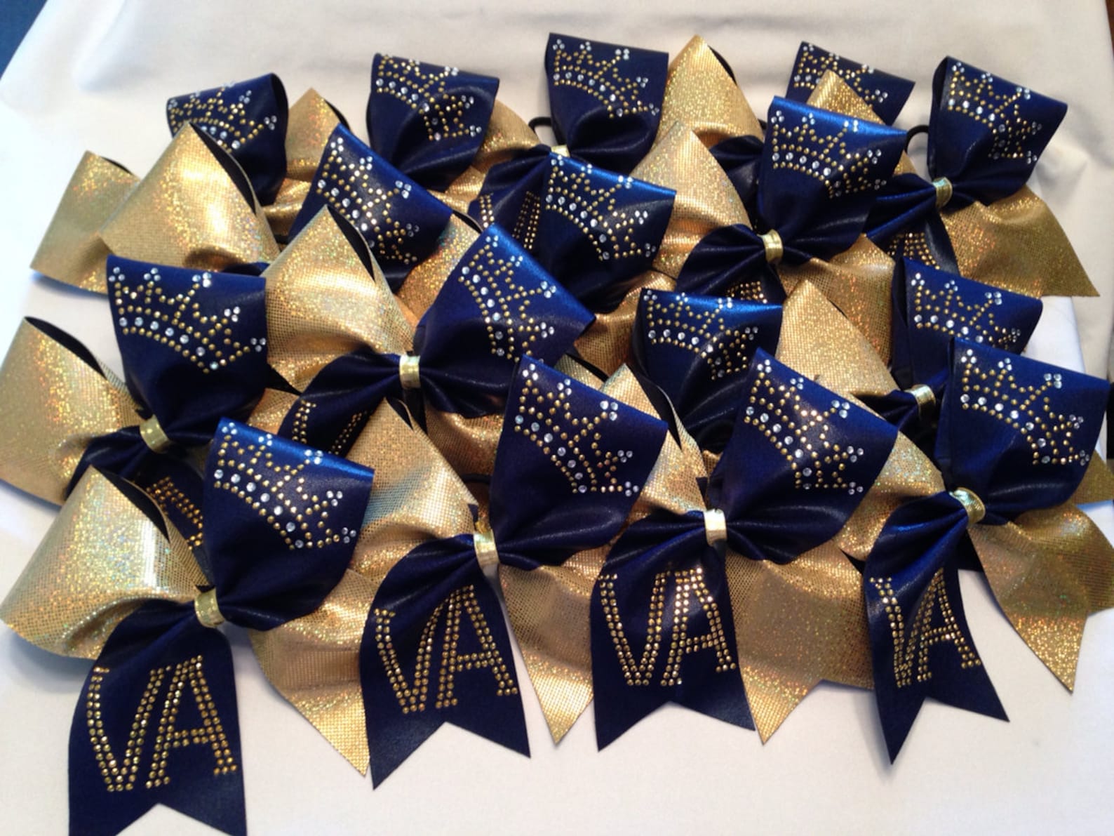 12 Crown/royals Rhinestone Team Cheer Bows (10) Choose Colors and Add ...