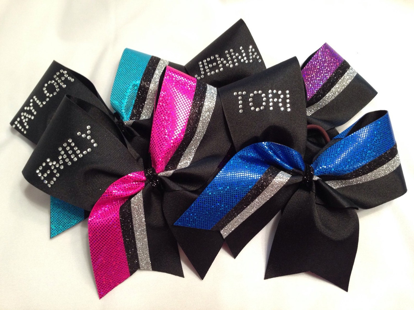 Cheer Bow Rhinestone Personalized Cheer Bow Fabric Choose - Etsy