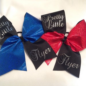 Pretty Little Flyer Cheer Bow Green Red Blue Gold Black Purple Pink Etc ...