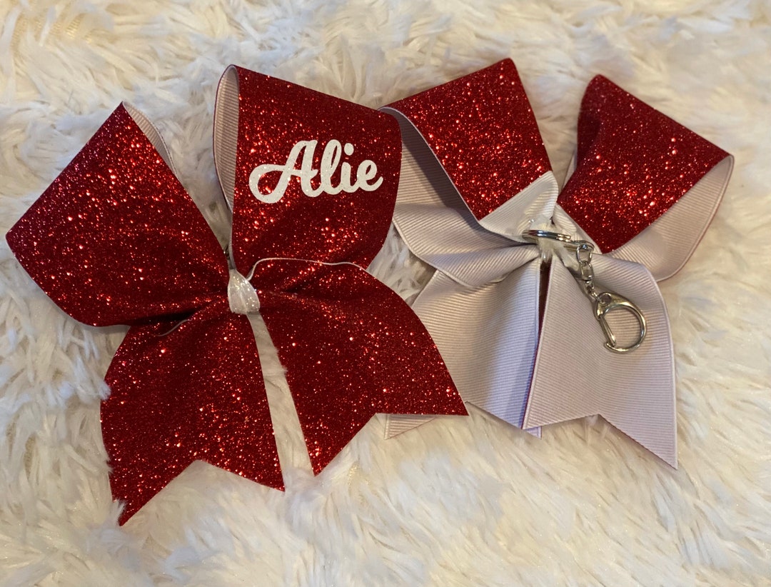Glitter Cheer Bow Keychain With Name ANY COLOR - Etsy